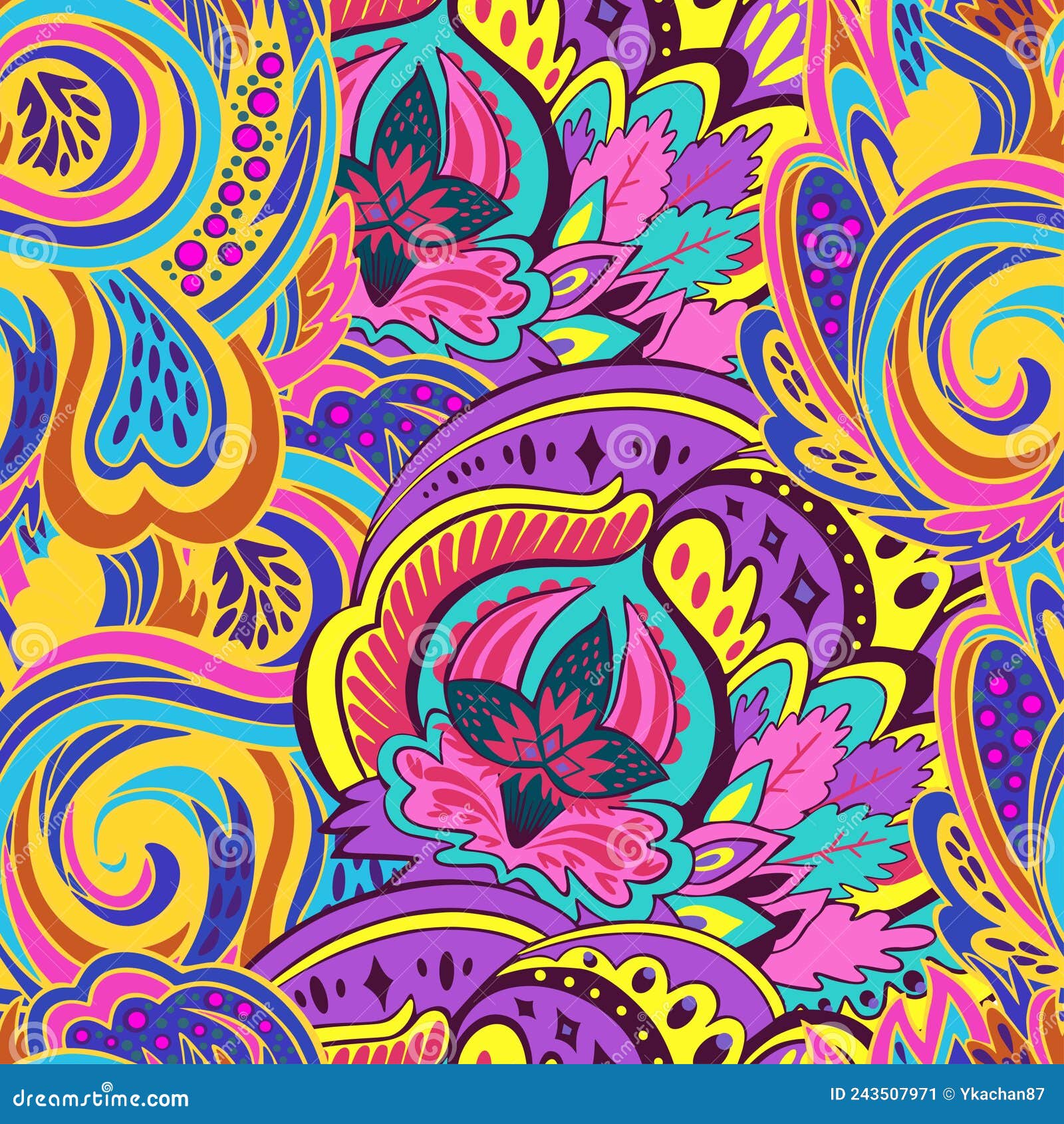 Funky Colorful Seamless Psychedelic Texture for Decoration and Design ...