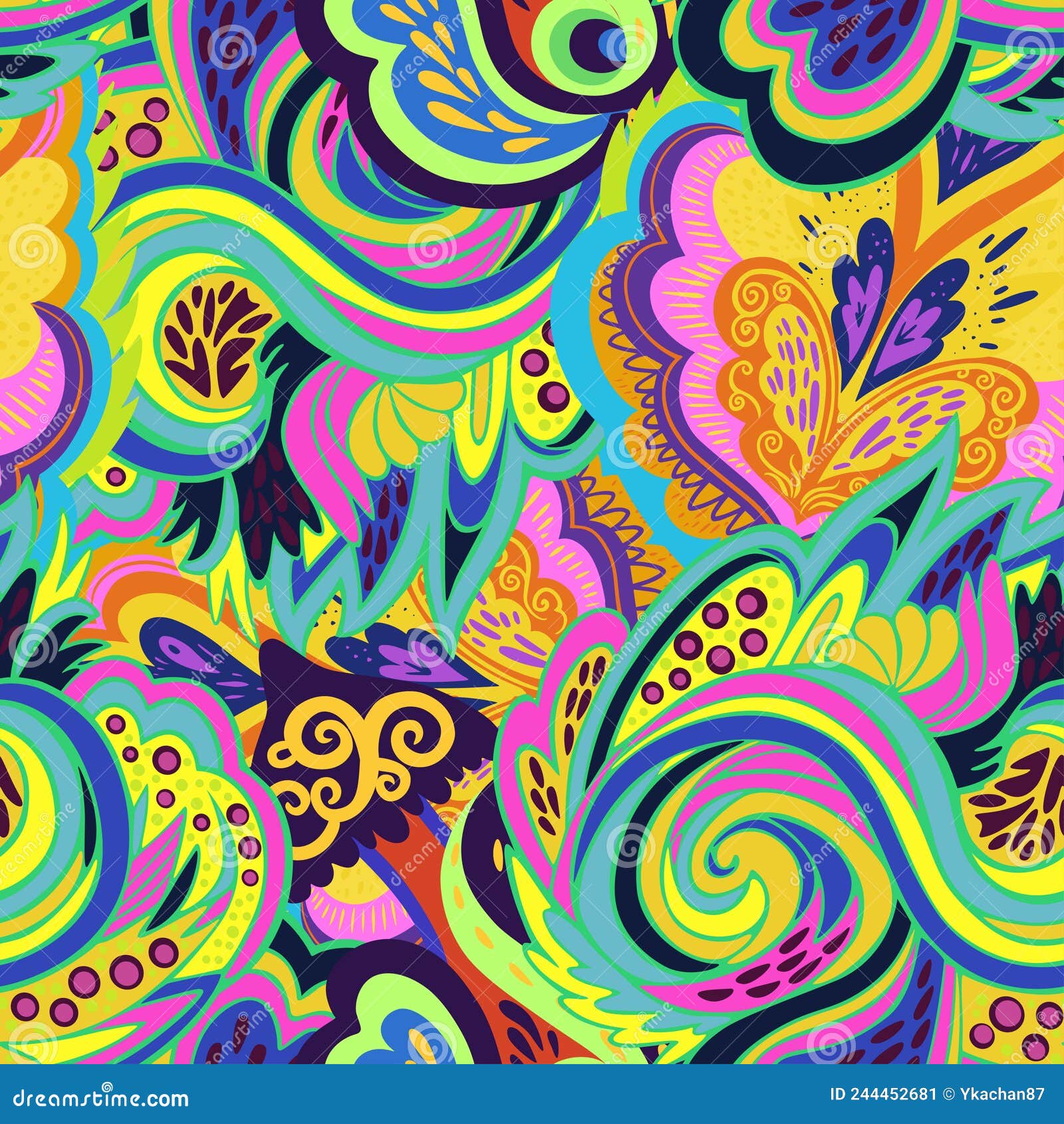 Funky Colorful Seamless Psychedelic Texture for Decoration and Design ...