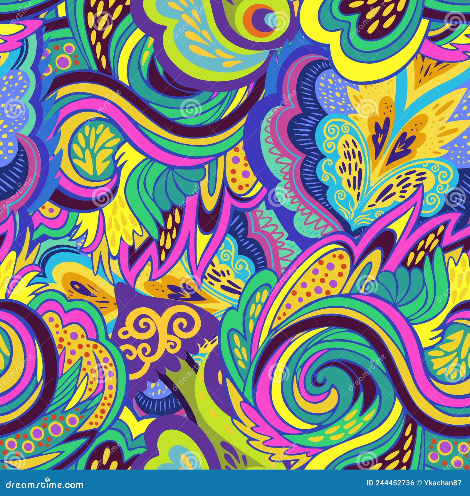 Funky Colorful Abstract Piet Mondrian Inspired Seamless Pattern Royalty ...