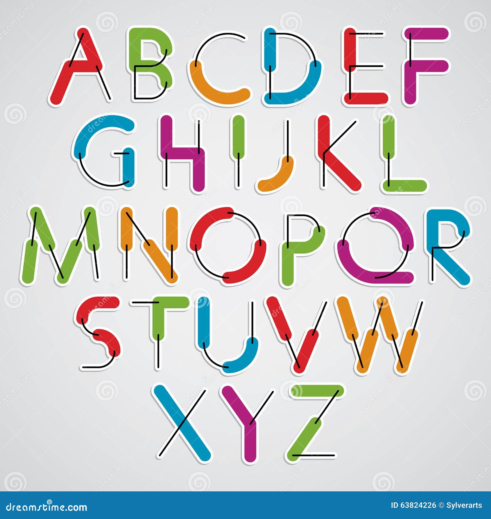 Funky Constructive Vector Colorful Font, Cartoon Rounded Letters Stock ...