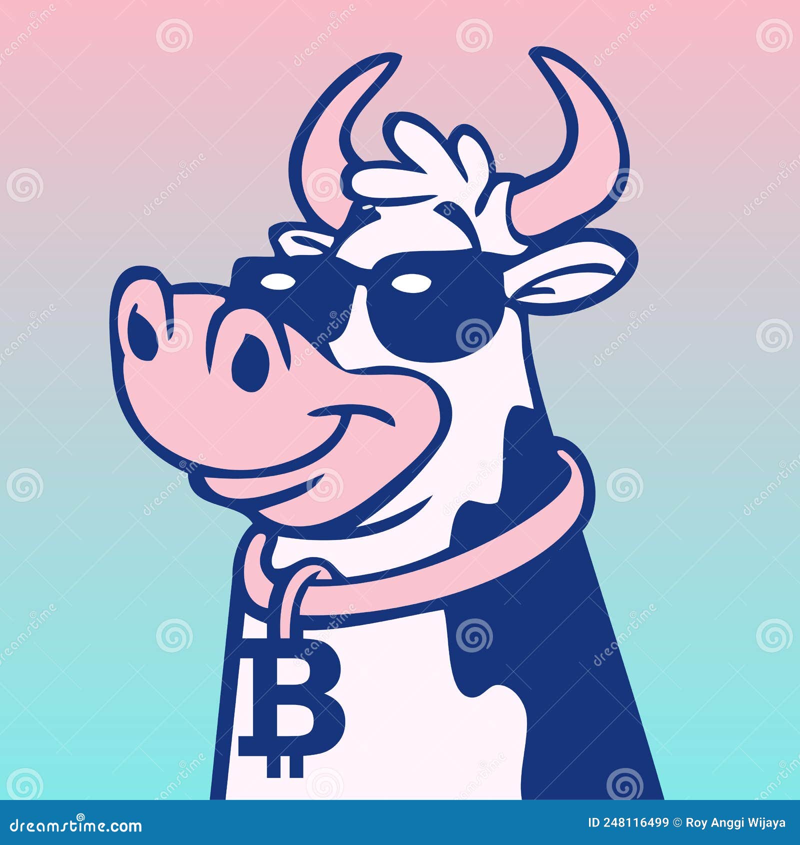 Funky Cow Vector Illustration Template Cartoon Character Design Stock ...