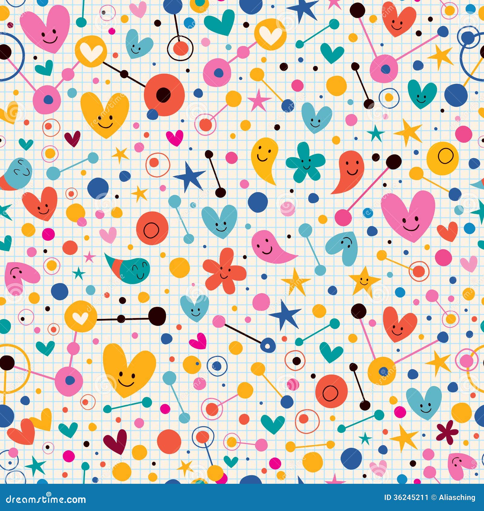 Funky Cute Cartoon Retro Note Book Paper Pattern Stock Vector ...