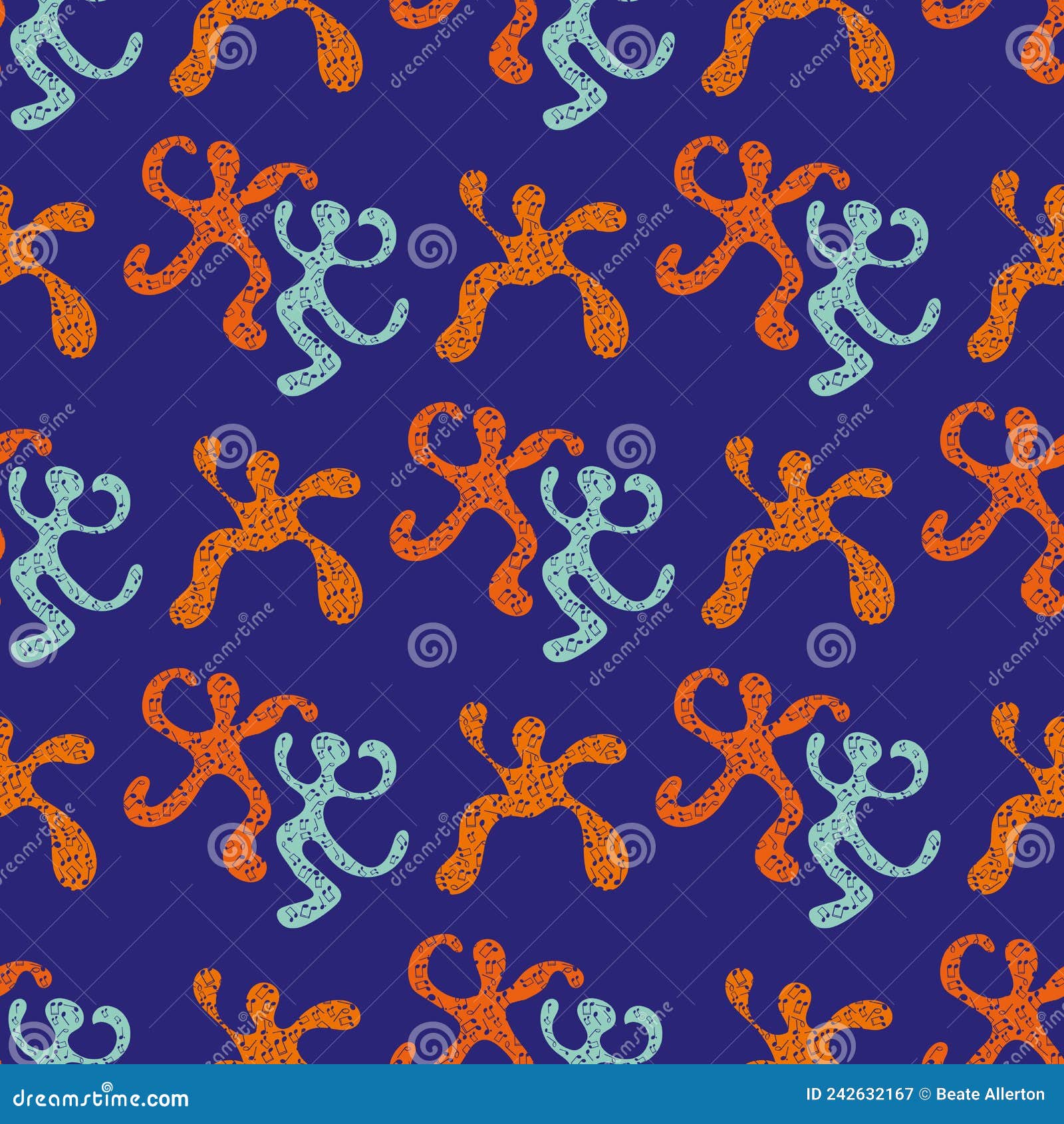 Funky Dancing People Vector Pattern Background. Fun Backdrop of ...