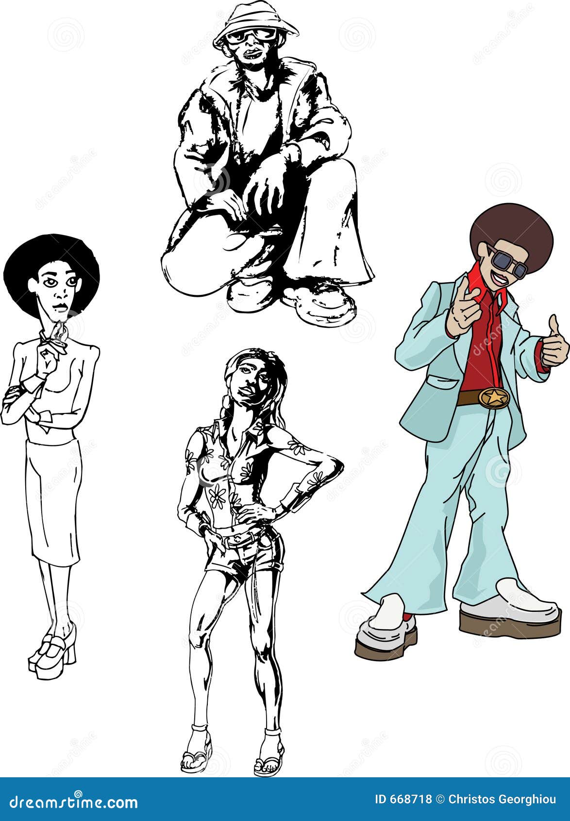 Funky disco people stock illustration. Illustration of funk - 668718