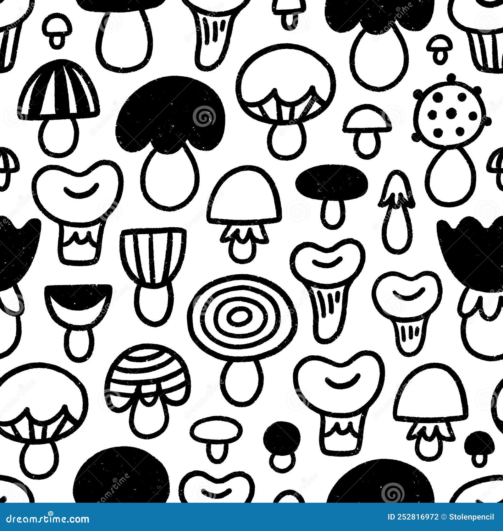 Funky Doodle Mushrooms, Vector Pattern Stock Vector - Illustration of ...