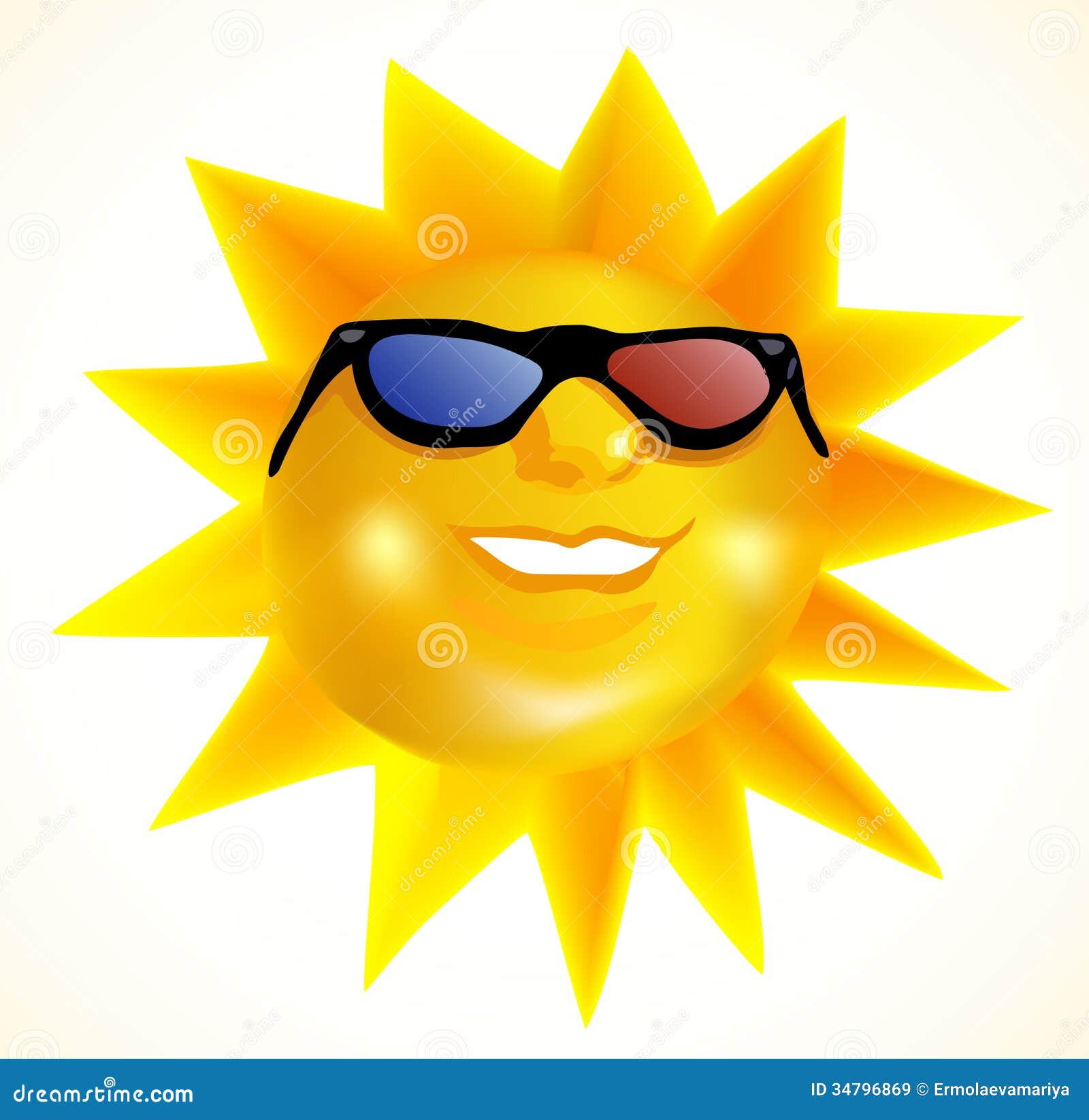 Funky Fashionable Sun Wearing 3d Spectacles Stock Illustration ...