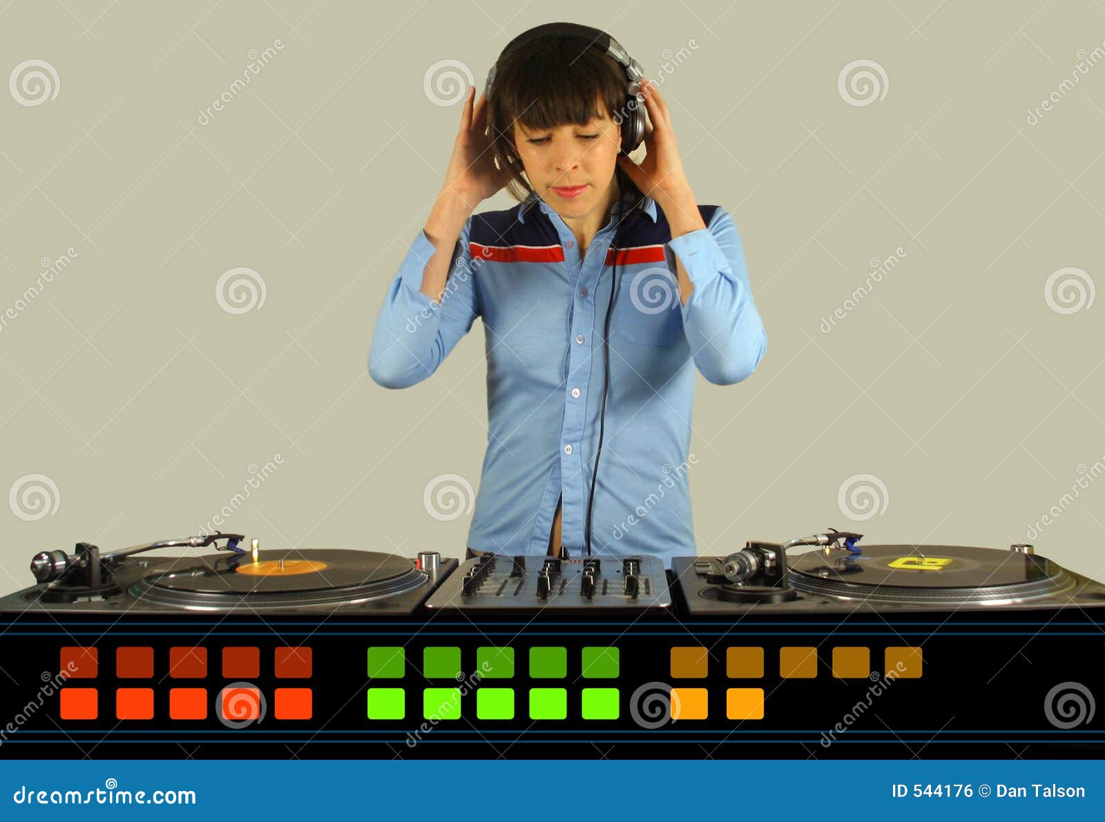 Funky female dj stock photo. Image of headphones, lights - 544176