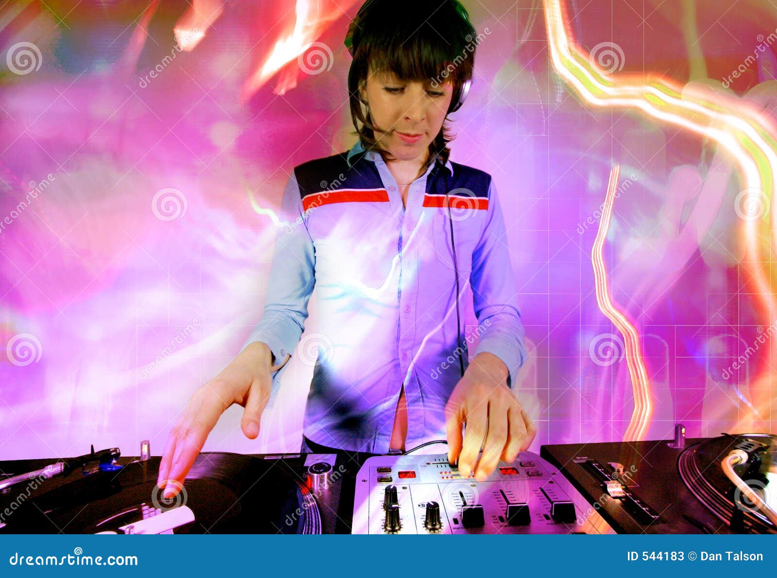 Female DJ At The Turntables Royalty-Free Stock Image | CartoonDealer ...