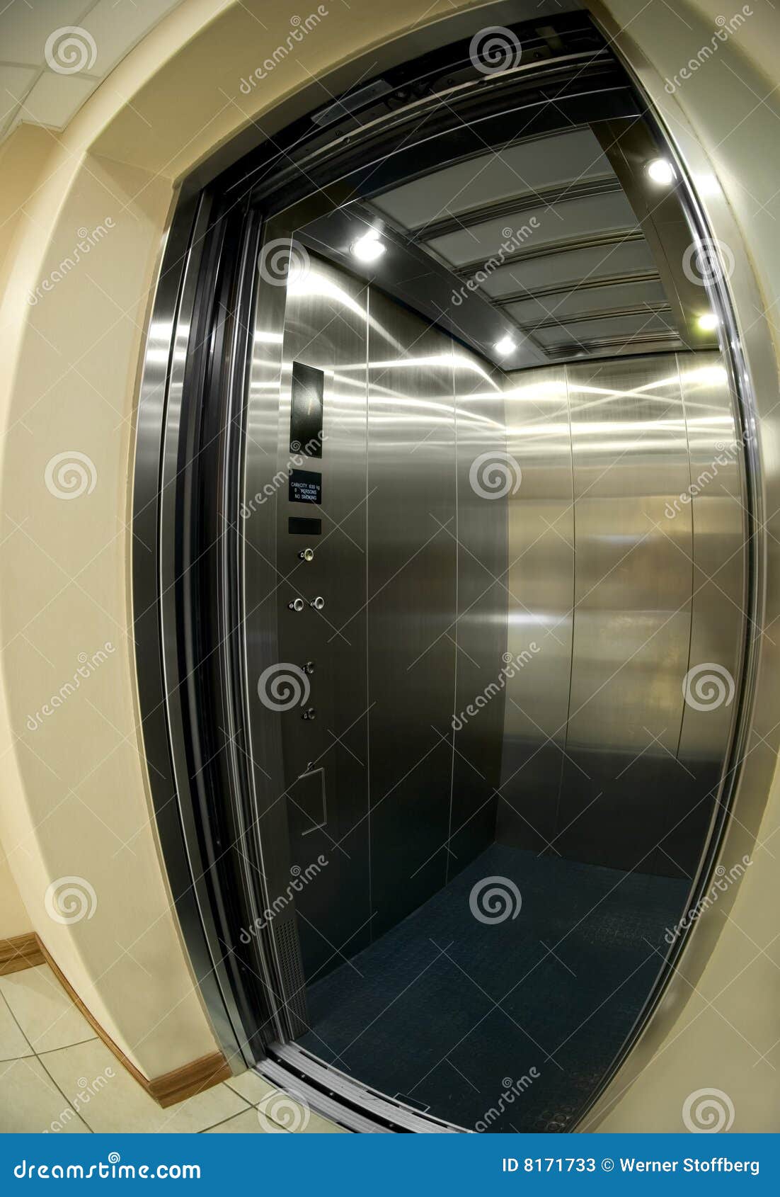 Funky Fish Eye Elevator stock image. Image of indoor, open - 8171733