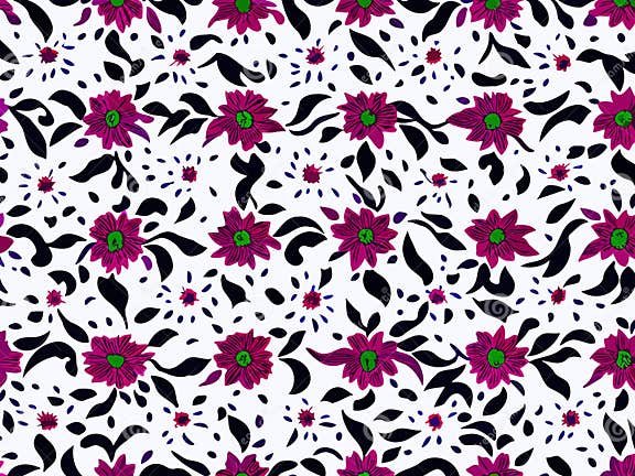 Funky Floral Pattern Background Stock Illustration - Illustration of ...