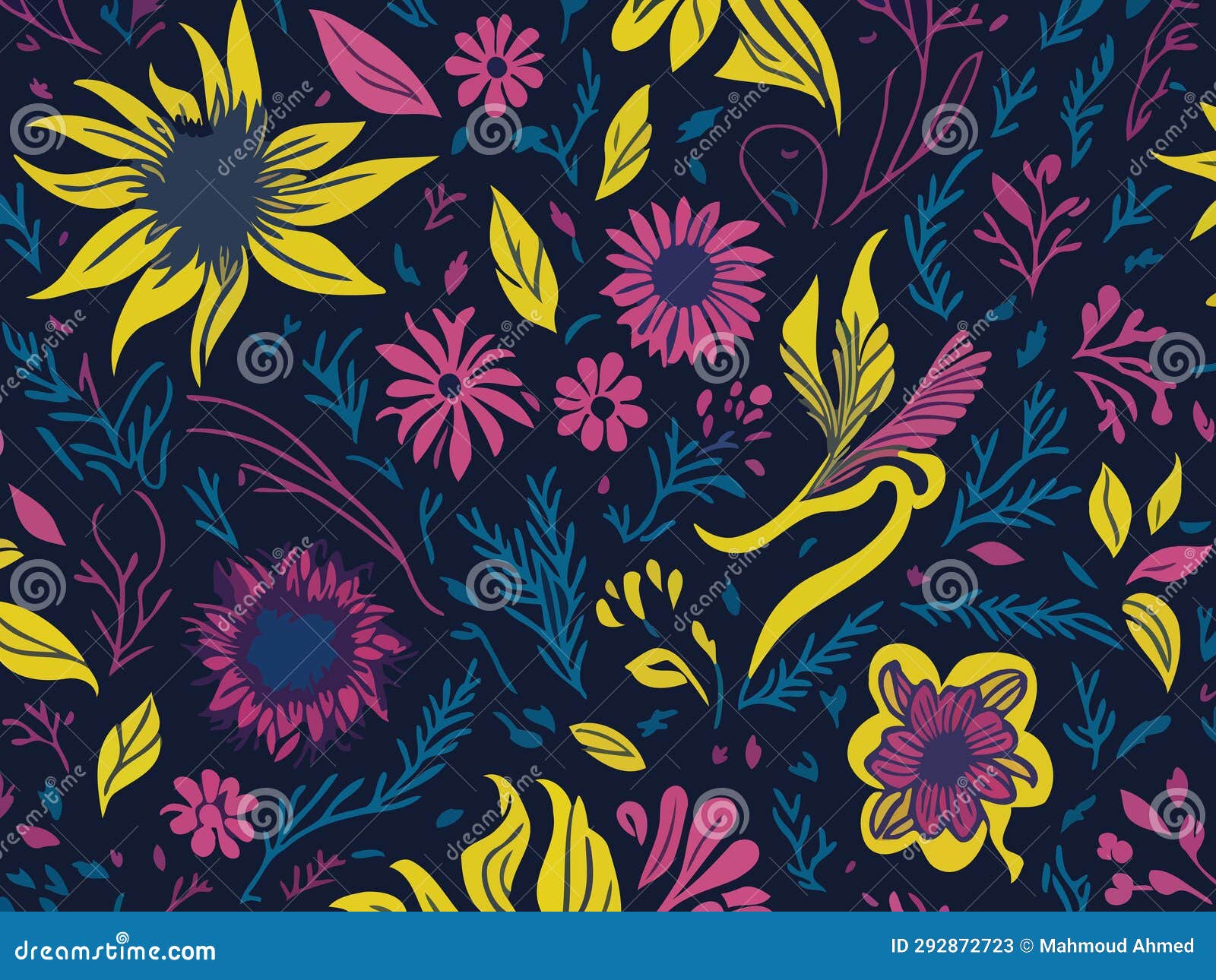 Funky Floral Pattern Background Stock Illustration - Illustration of ...