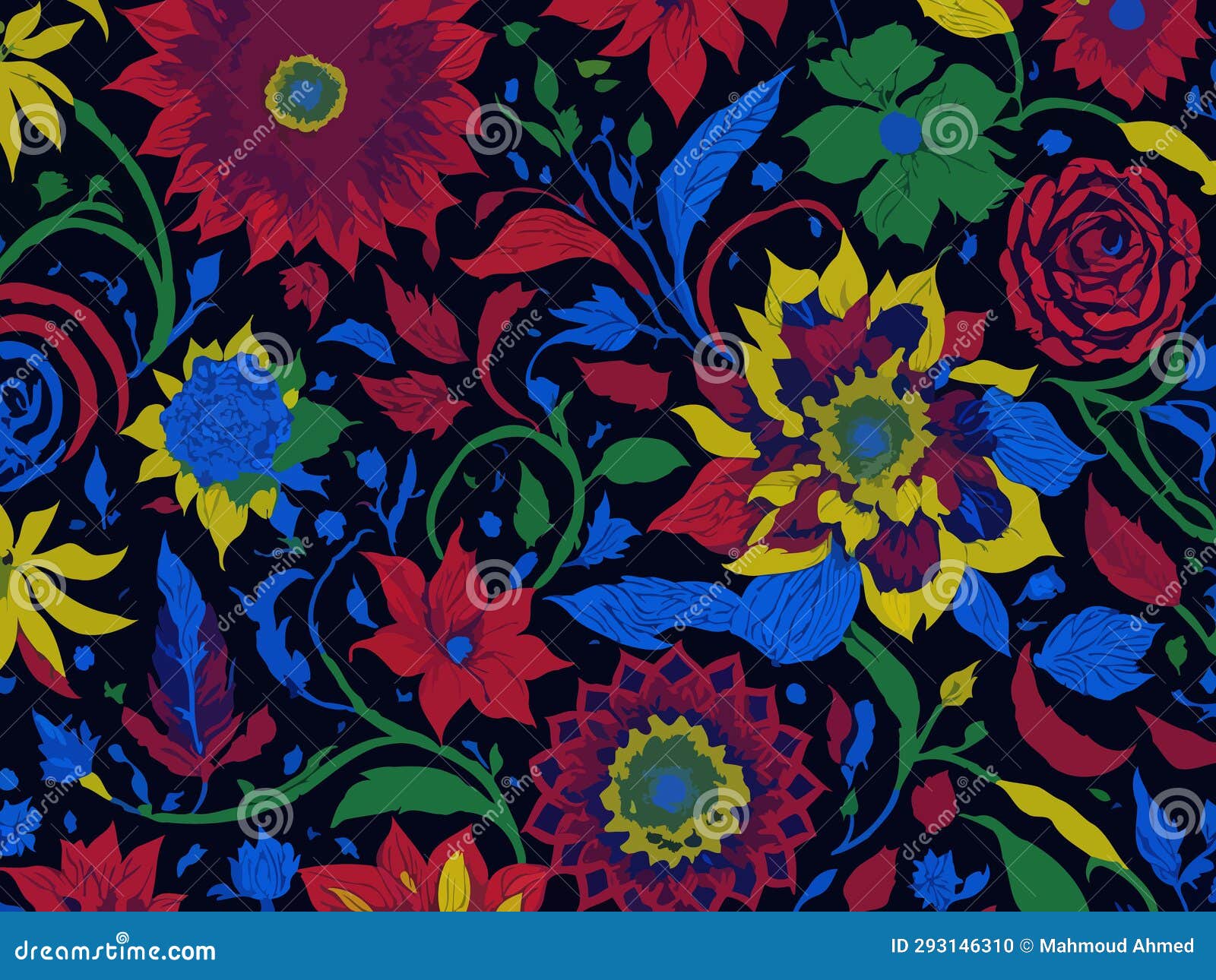Funky Floral Pattern Background Stock Illustration - Illustration of ...