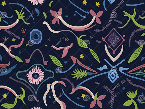 Funky Floral Pattern Background Stock Illustration - Illustration of ...