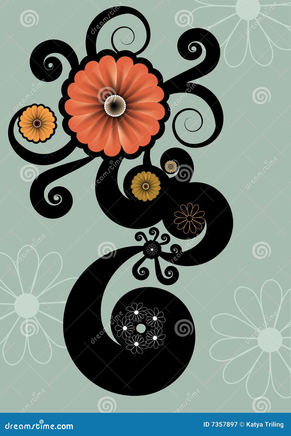 Funky flowers stock vector. Illustration of funky, leaf - 7357897