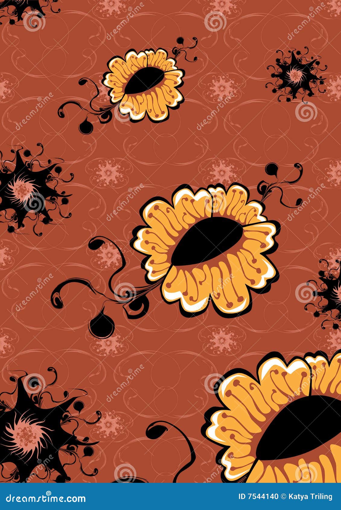 Funky flowers stock vector. Illustration of love, design - 7544140