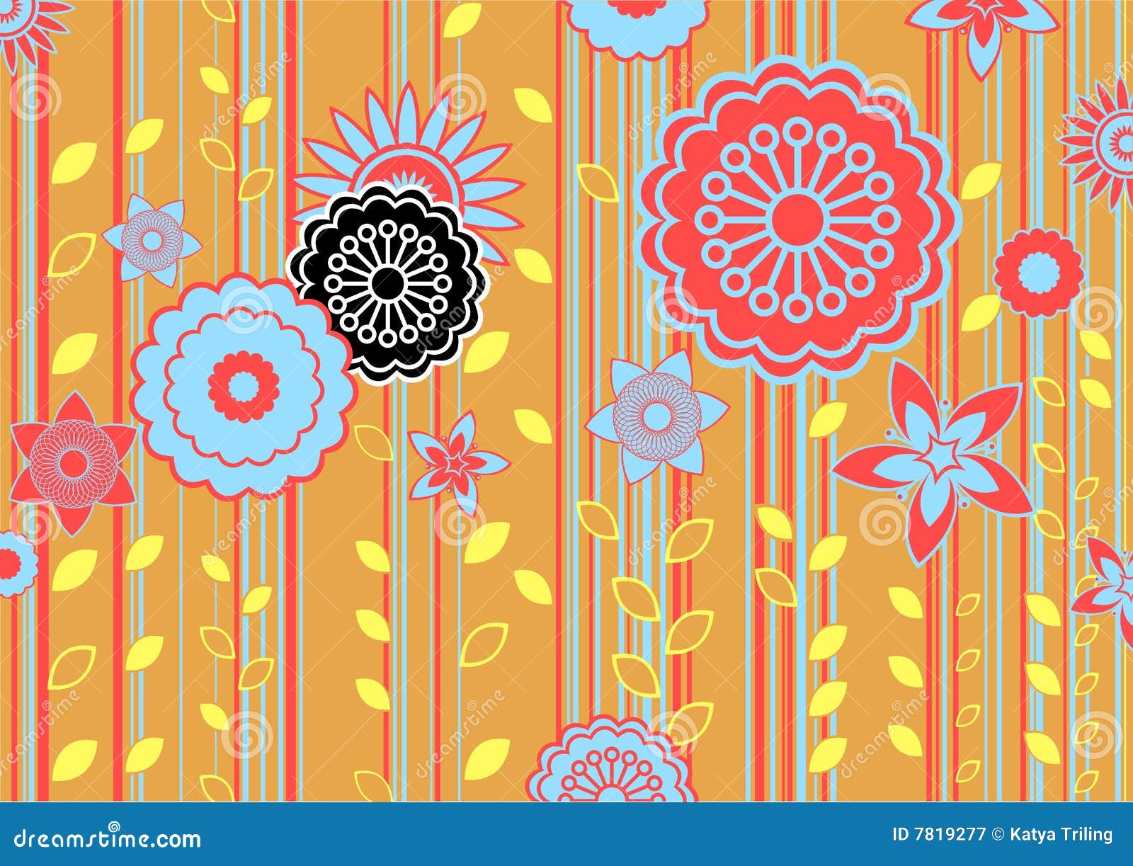 Funky flowers stock vector. Illustration of fashioned - 7819277