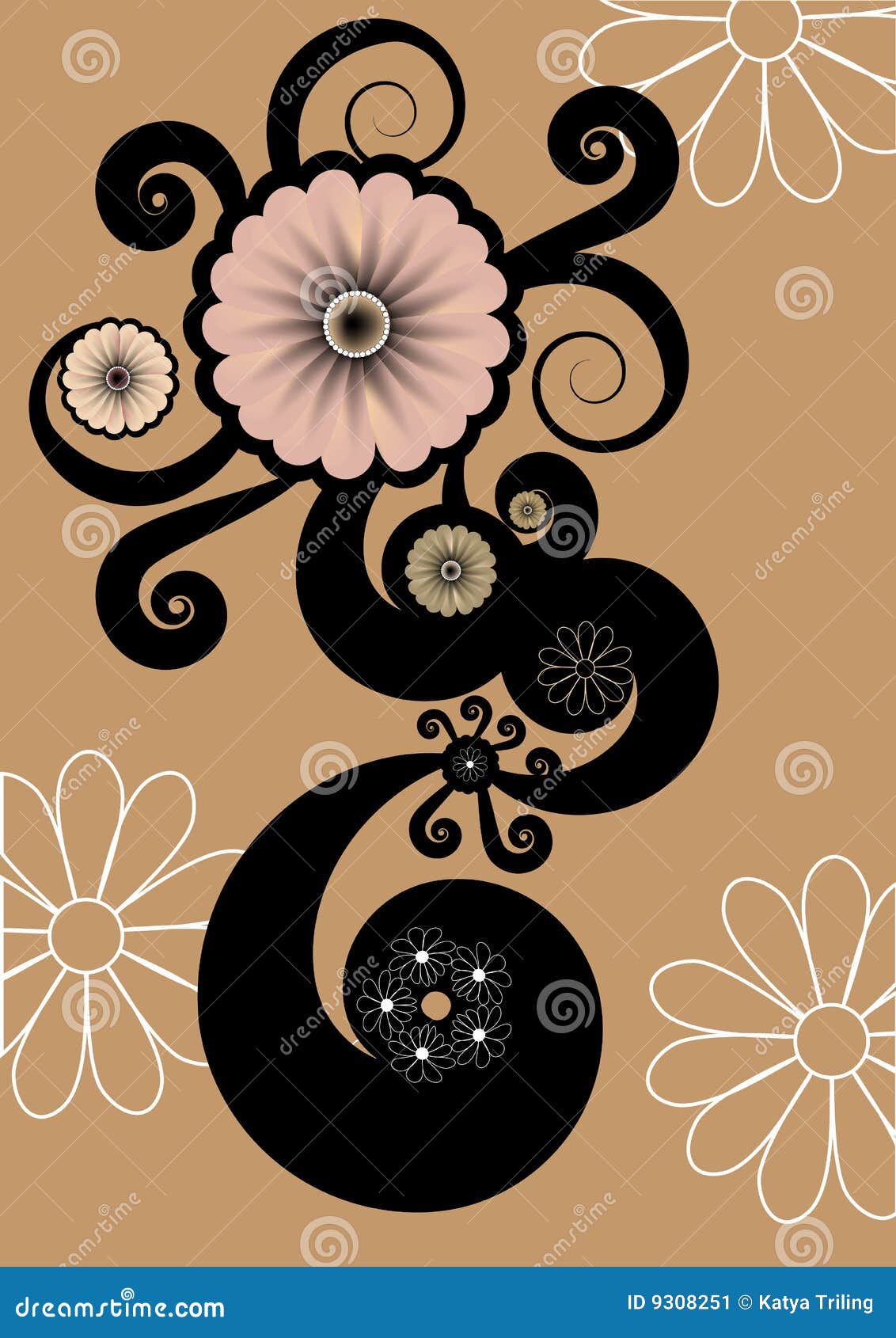 Funky flowers stock vector. Illustration of floral, colored - 9308251