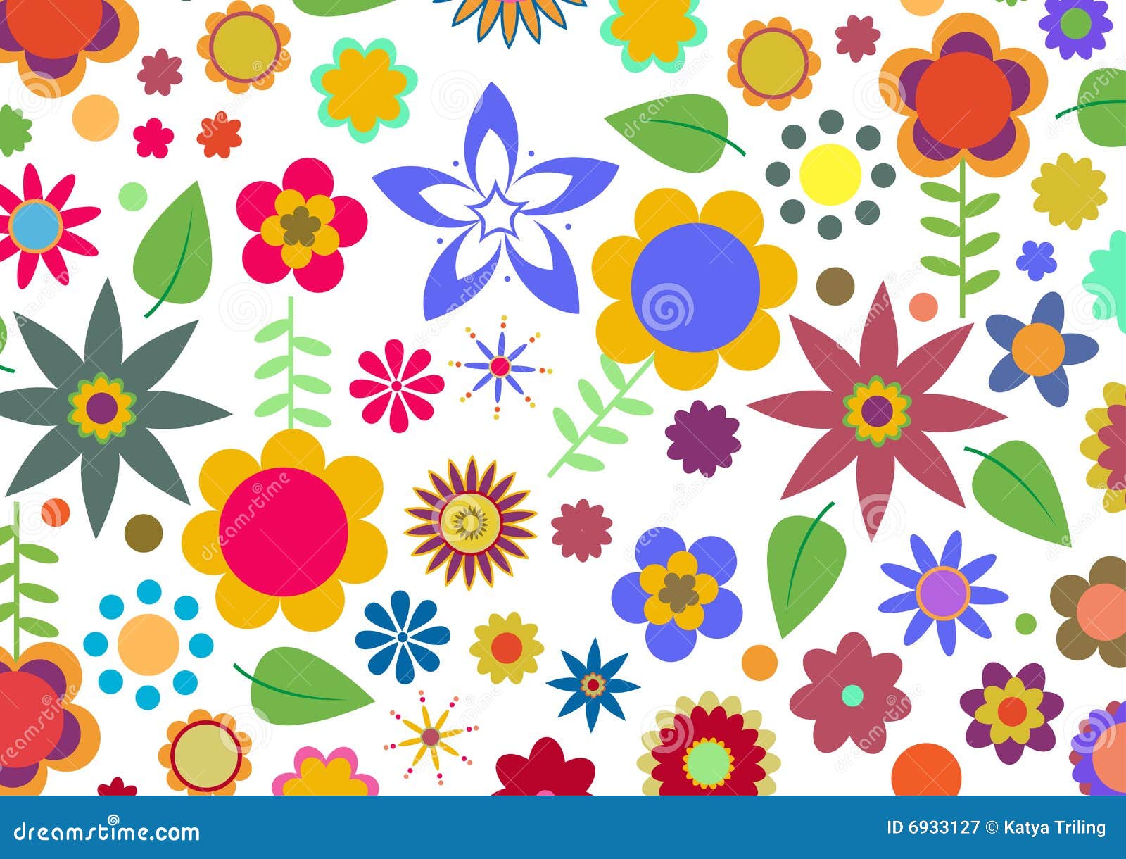 Funky flowers pattern stock vector. Illustration of color - 6933127
