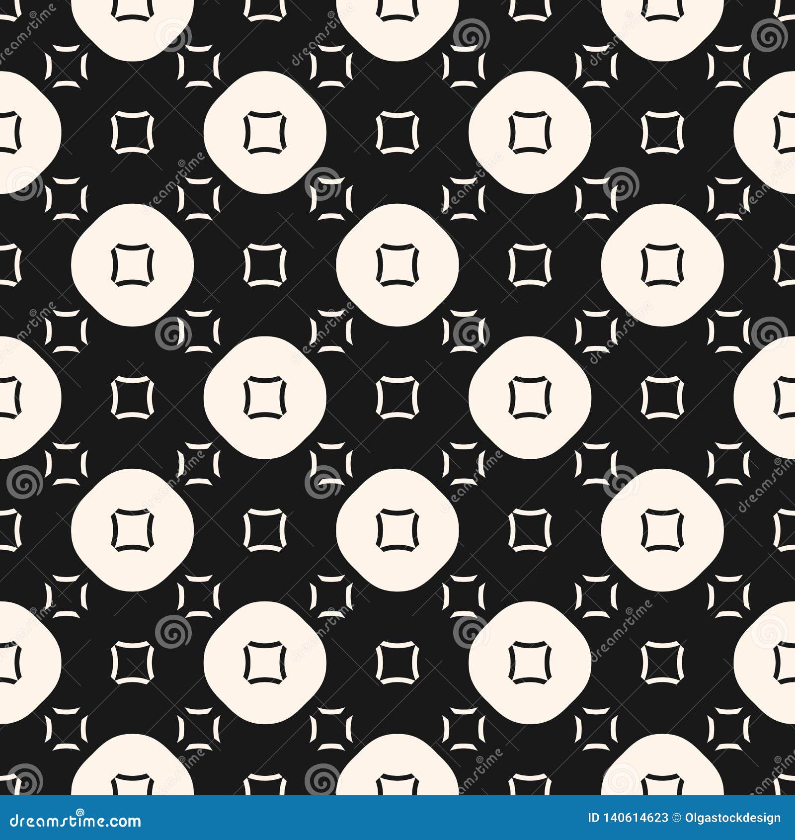 Funky Geometric Seamless Pattern with Circles and Squares Stock Vector ...