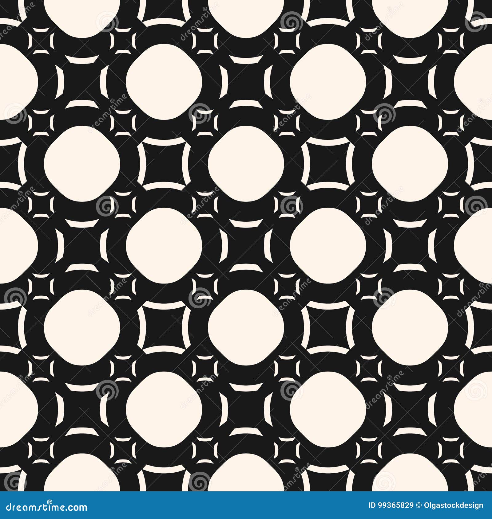 Funky Geometric Seamless Pattern with Circles and Squares Stock Vector ...