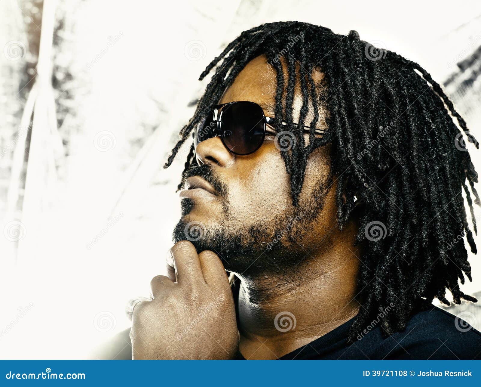 Funky Guy with Dreadlocks and Sunglasses Thinking Stock Photo - Image ...