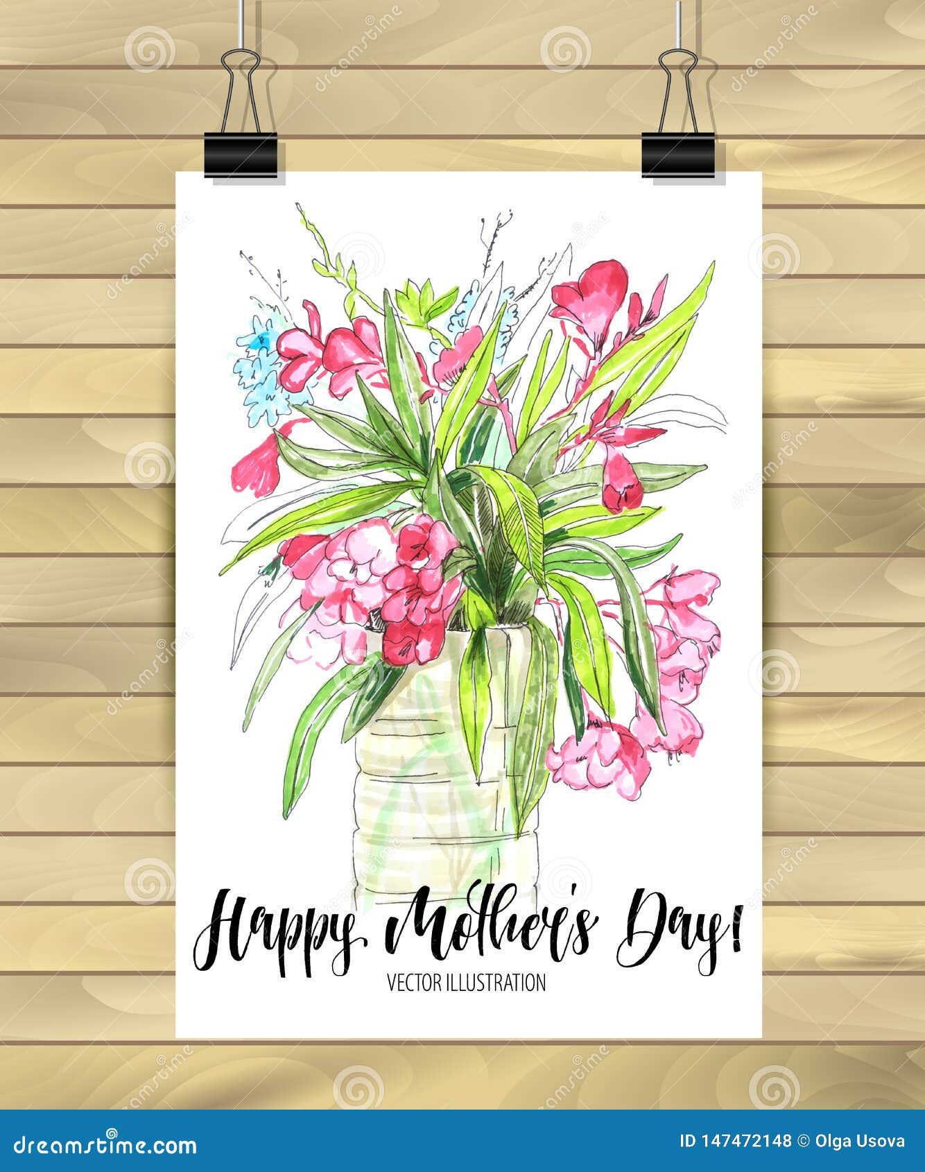 Funky Hand Drawn Mix of Flowers and Leaves - Vector Illustration Stock ...