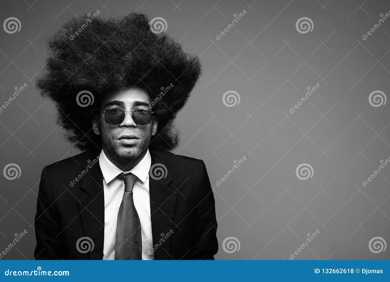 Funky Afro Man in Front of a Dark Background Stock Photo - Image of ...