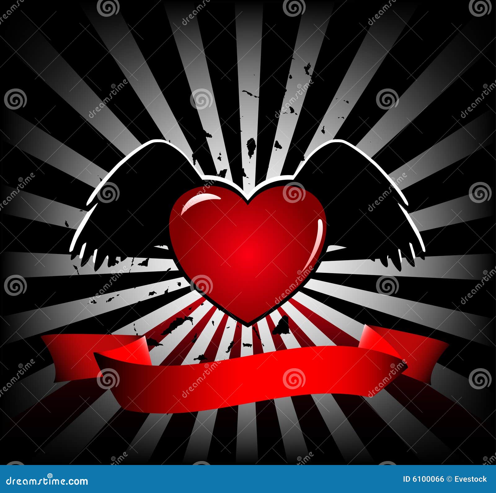 Funky heart banner stock vector. Illustration of emotion - 6100066