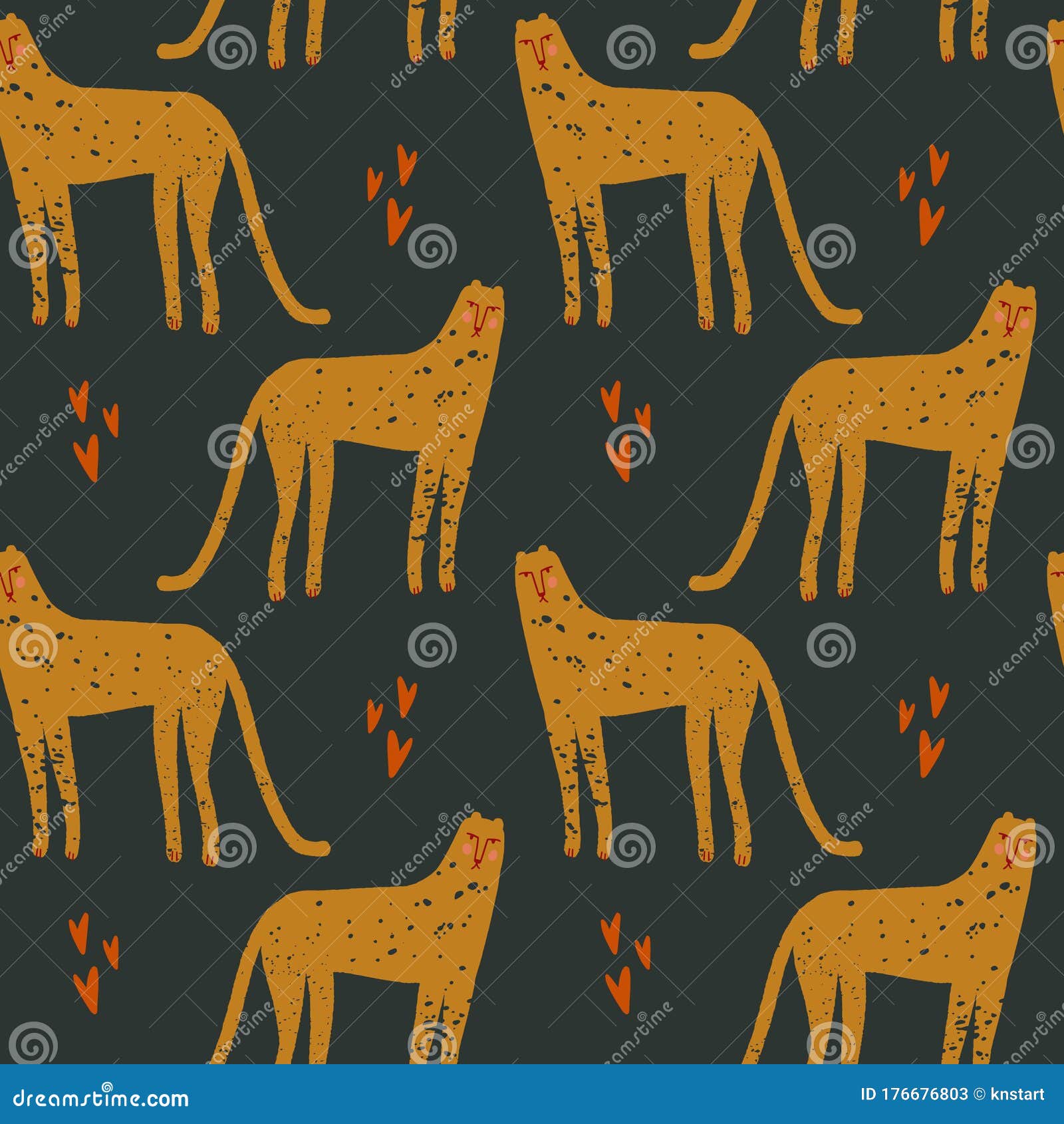Funky Leopard Seamless Pattern in Vector. Adorable Wild African Animals ...