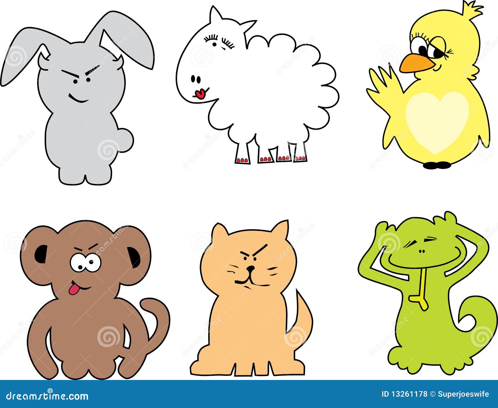 Funky little animals stock illustration. Illustration of grumpy - 13261178