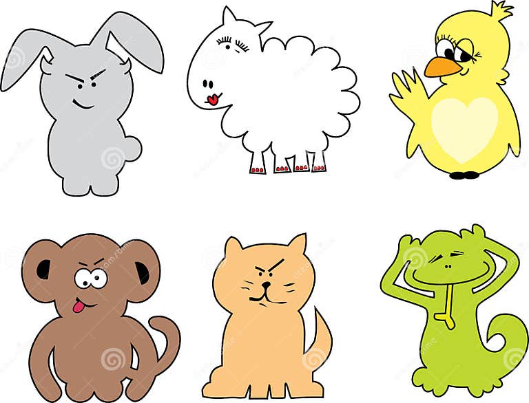 Funky little animals stock illustration. Illustration of grumpy - 13261178