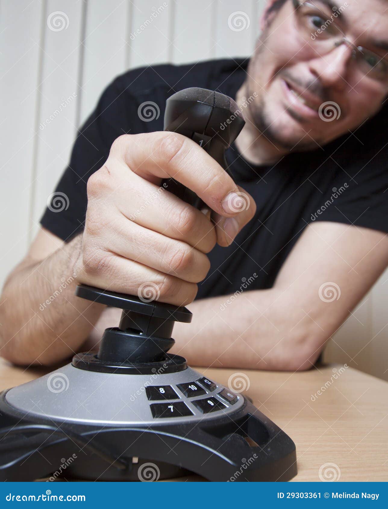 Funky man with a joystick stock image. Image of game - 29303361