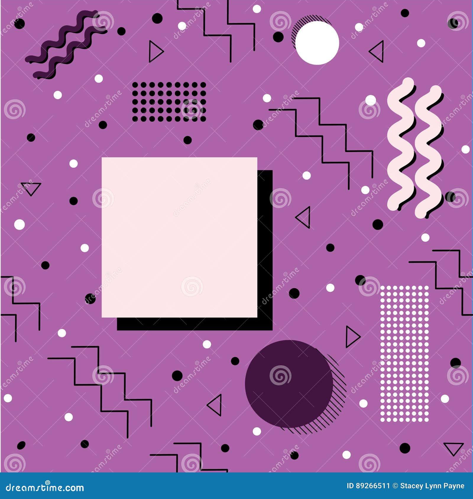 Funky Memphis Pattern on Purple Stock Vector - Illustration of design ...