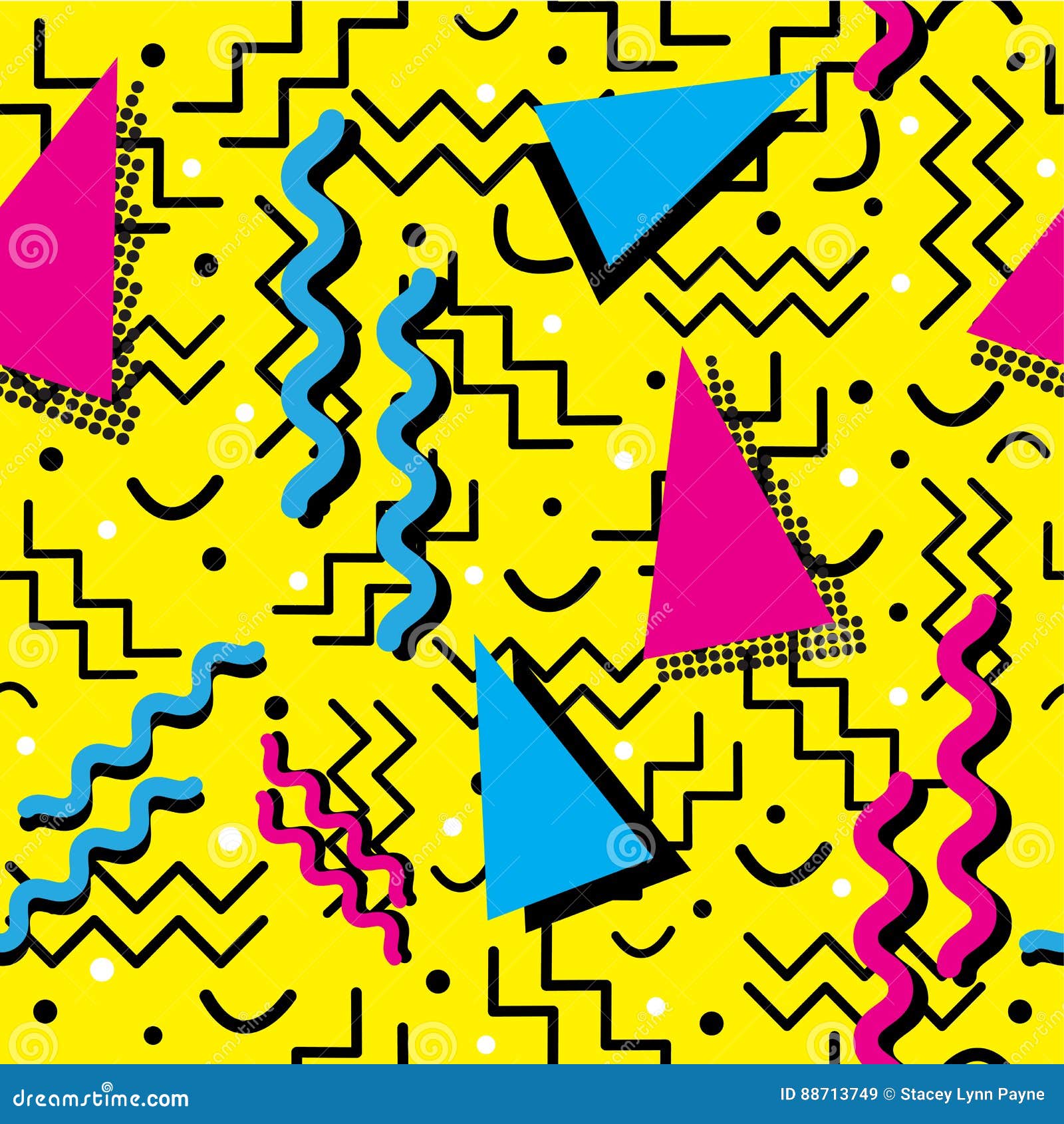 Funky Memphis Pattern on Yellow Stock Vector - Illustration of ...