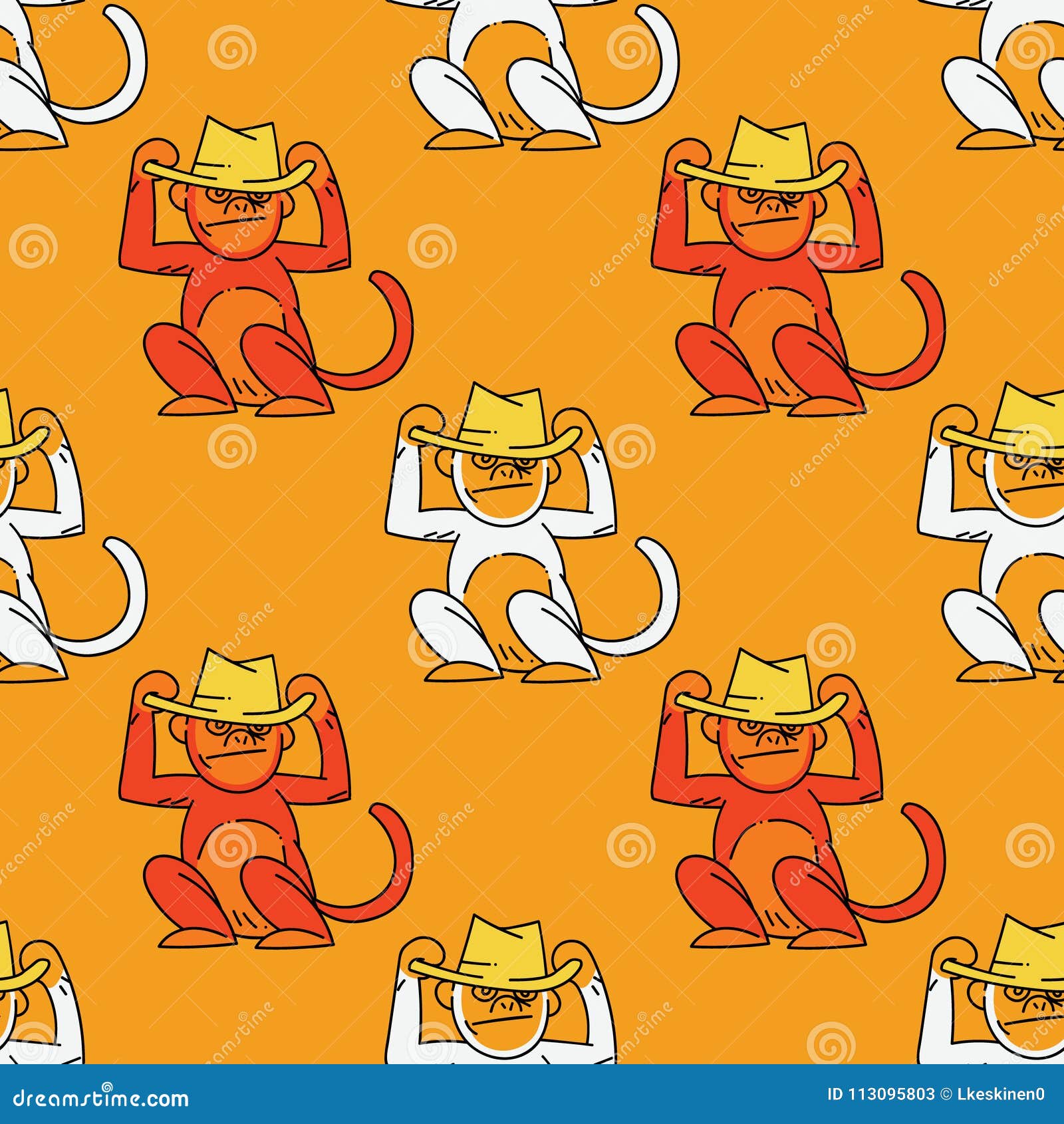 Funky Monkey Seamless Pattern Stock Vector - Illustration of textile ...