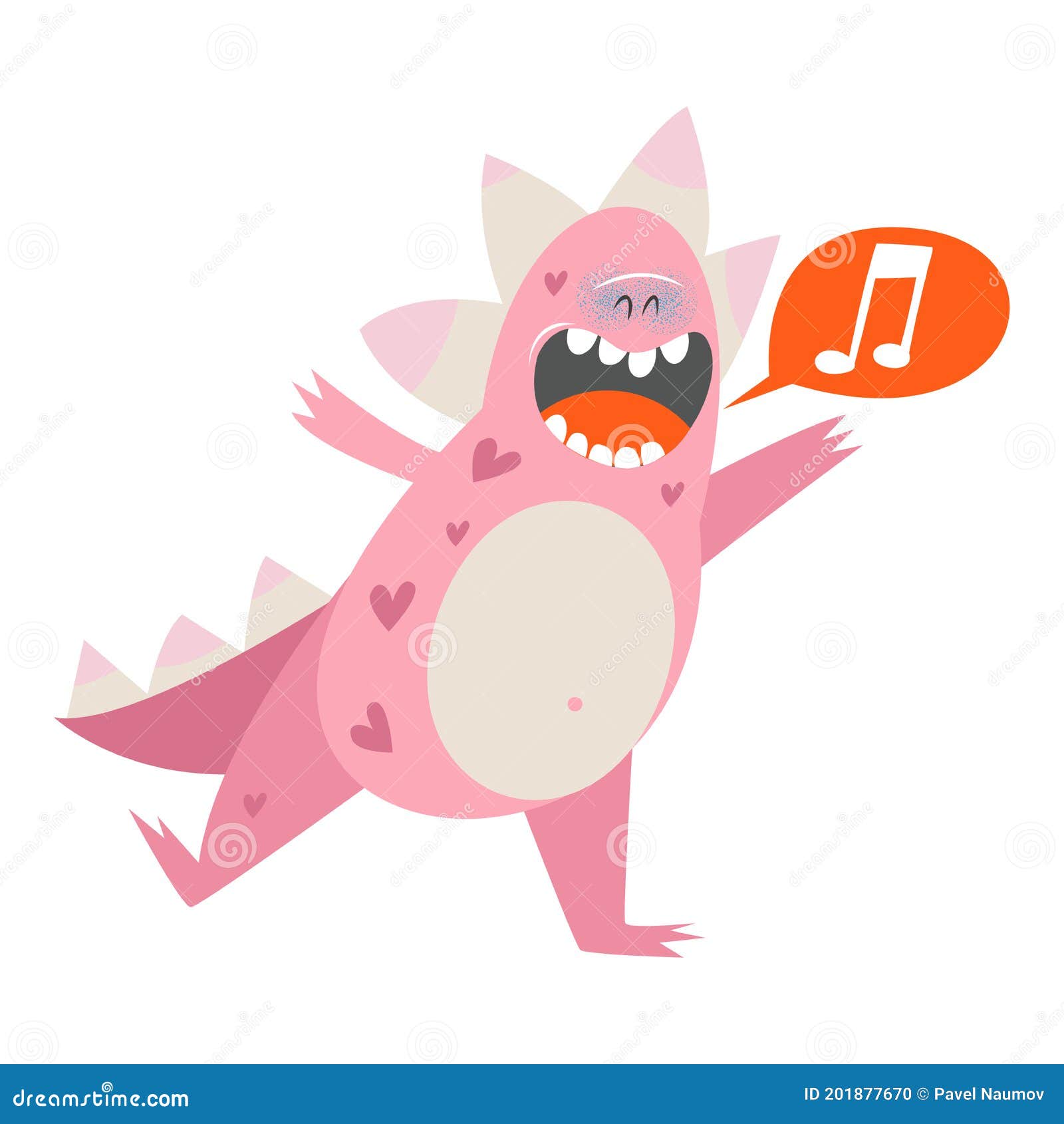 Funky Monster with Spikes Dancing and Singing Vector Illustration Stock ...