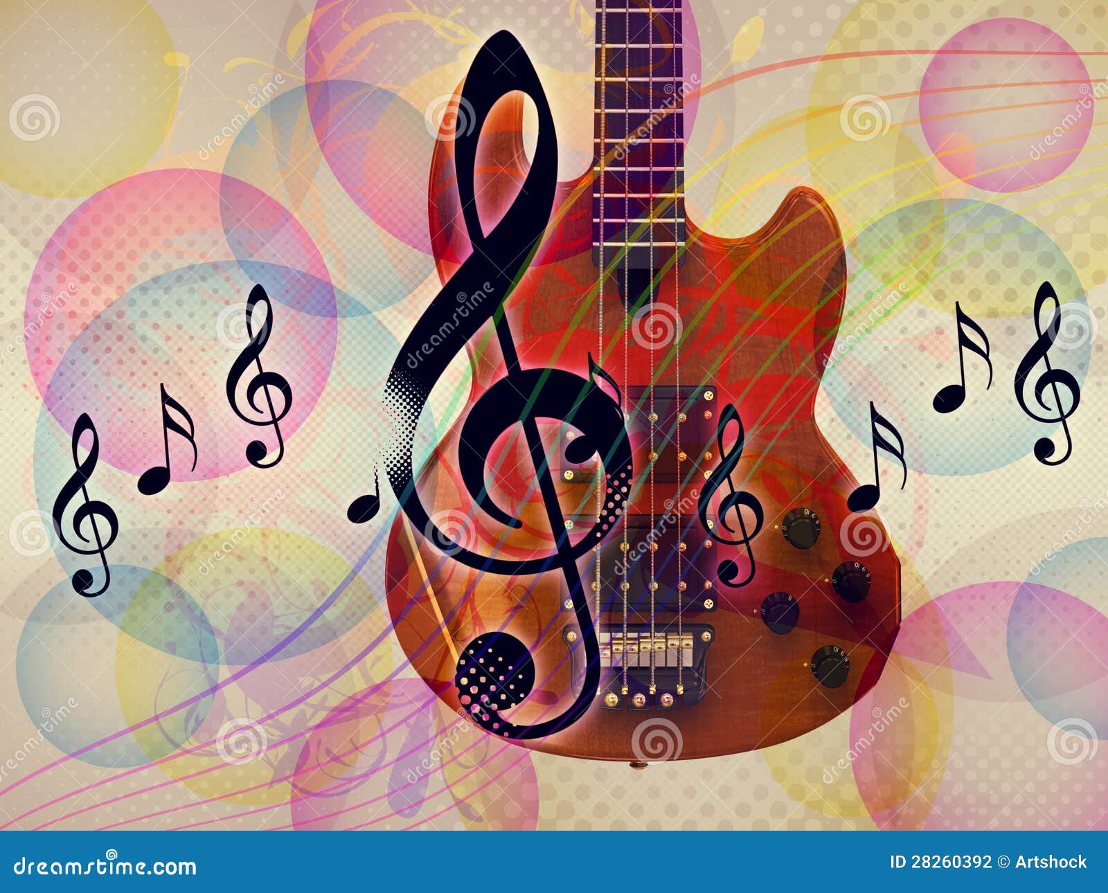 Funky Music Background with Guitar Stock Illustration - Illustration of ...