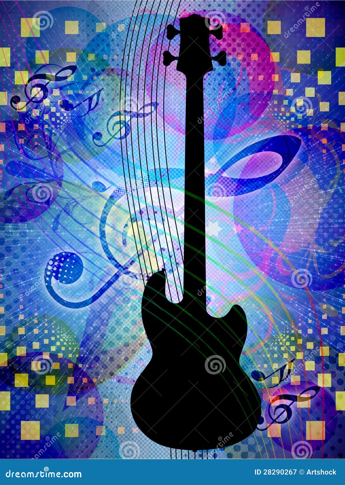Funky Music Background with Guitar Stock Illustration - Illustration of ...
