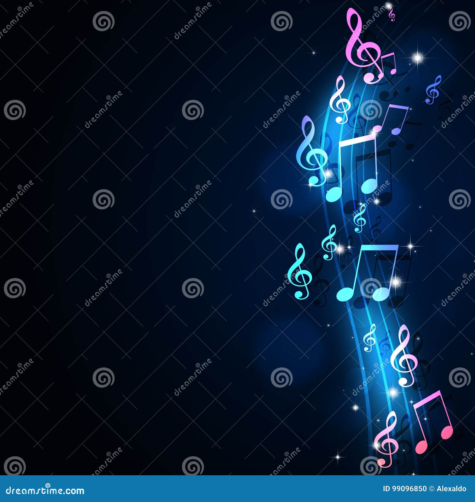Funky Music Notes Blue Background Stock Illustration - Illustration of ...