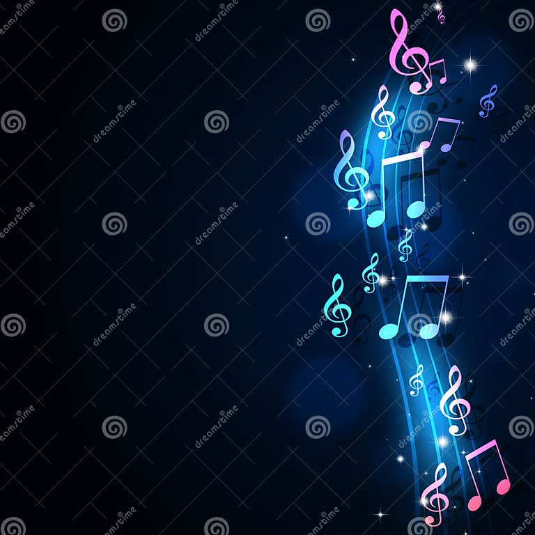 Funky Music Notes Blue Background Stock Illustration - Illustration of ...
