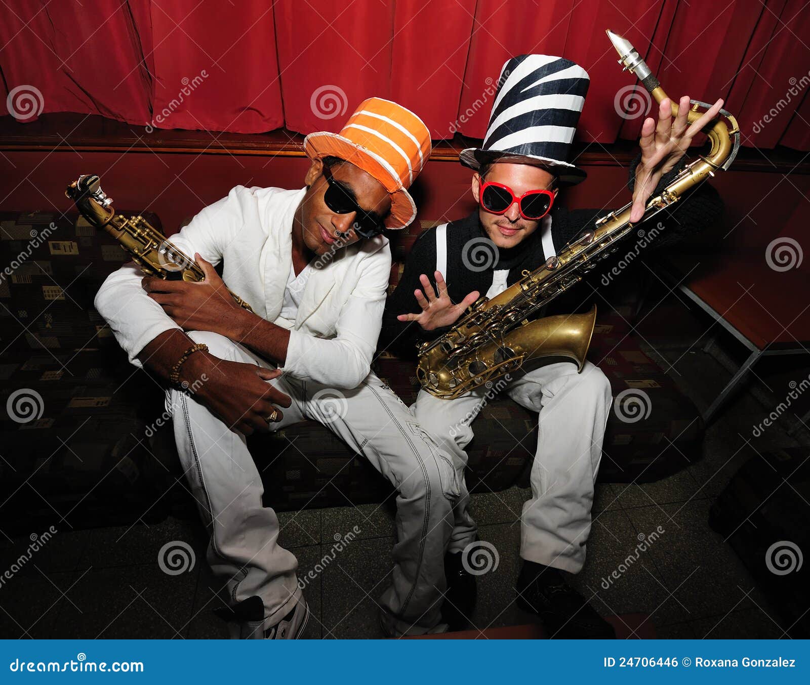Funky Musicians with Saxophone Stock Photo - Image of expression, cuban ...