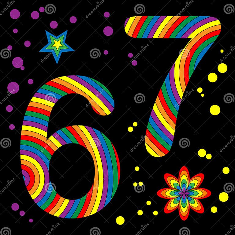 Funky Number Series: 6 & 7 Stock Vector - Illustration of psychedelic ...