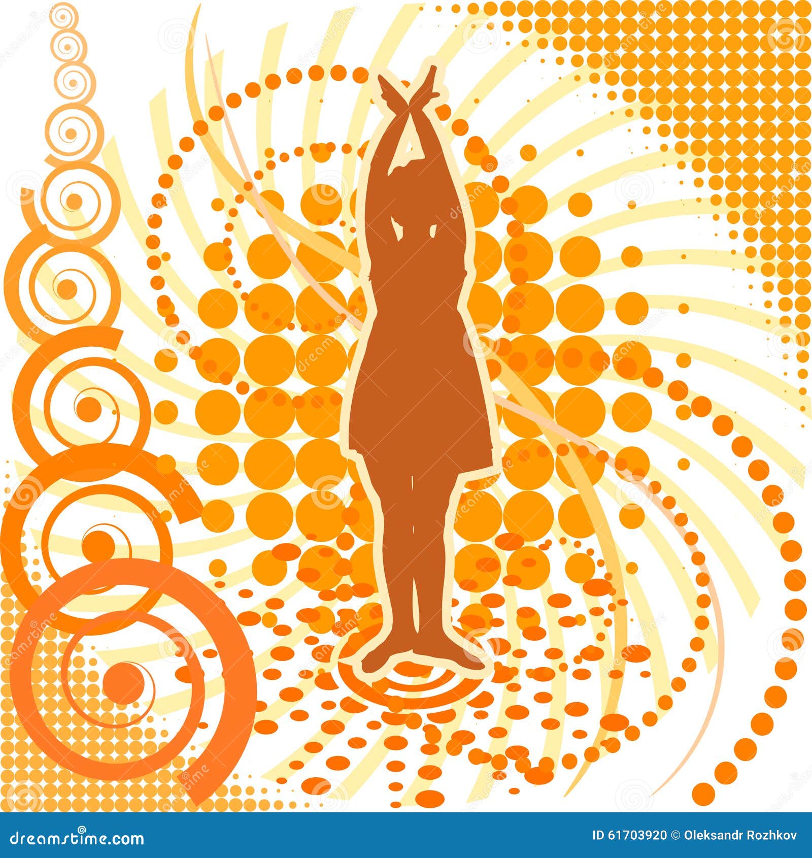 Funky Orange Background With The Silhouette Of A Girl. Vector ...