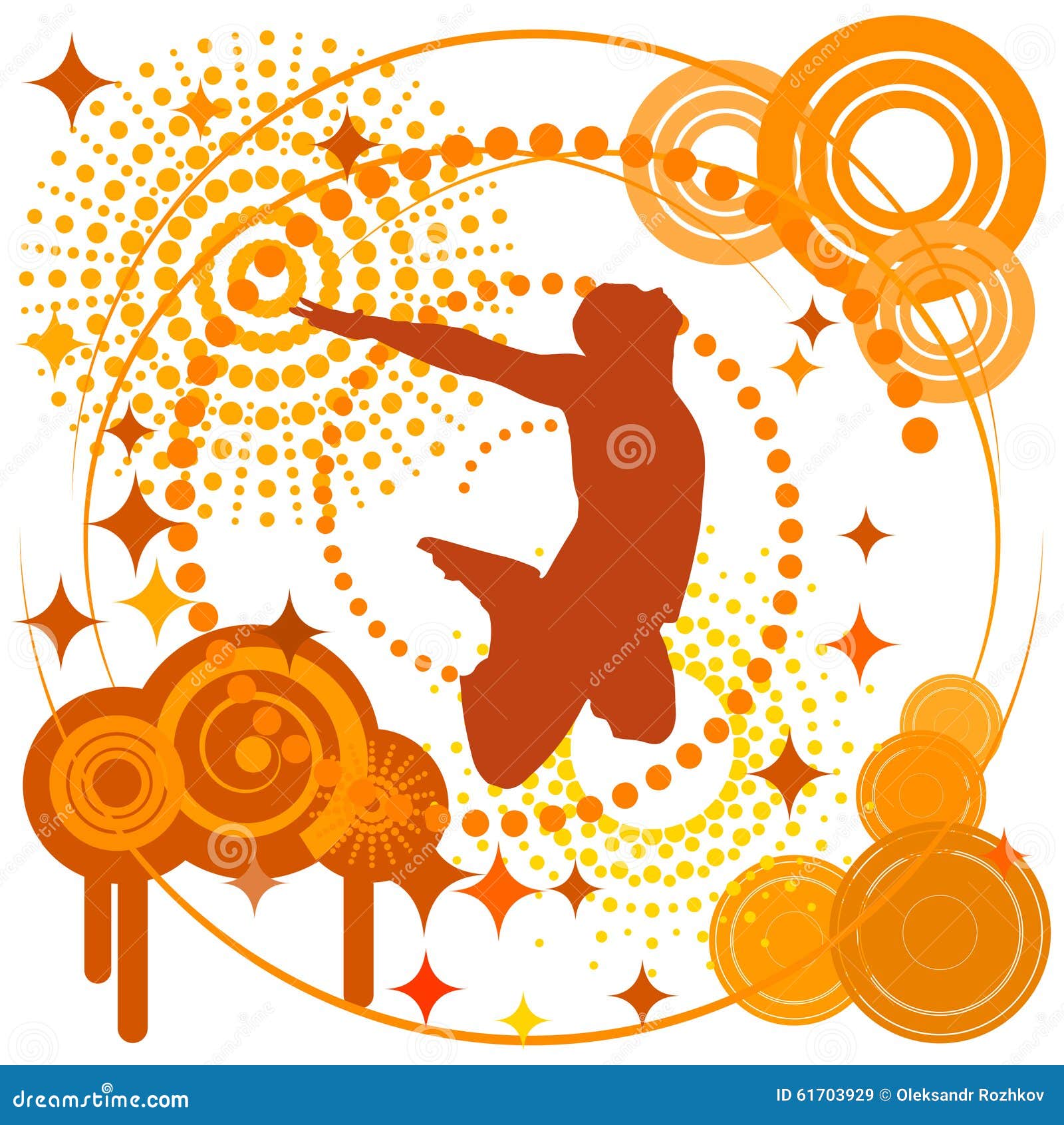 Funky Orange Background With The Silhouette Of A Girl. Vector ...