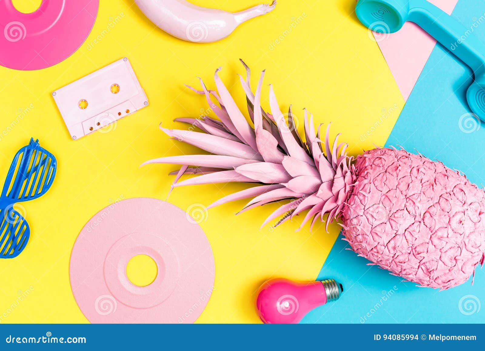 Funky Painted Objects on a Bright Background Stock Photo - Image of ...