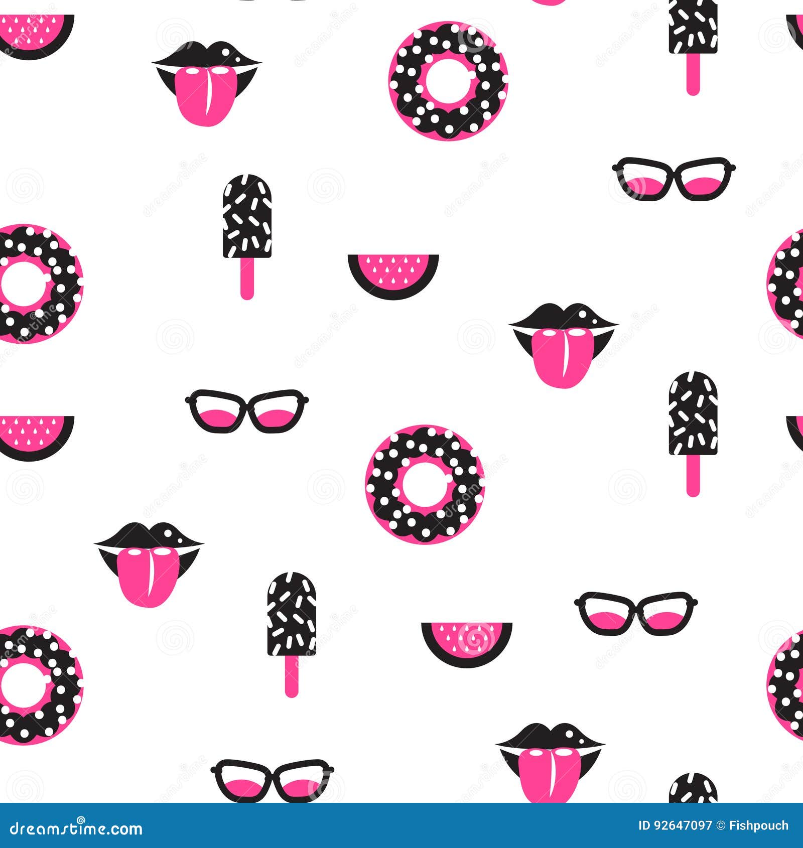 Funky Pop Pink and Black Vector Seamless Pattern. Stock Vector ...
