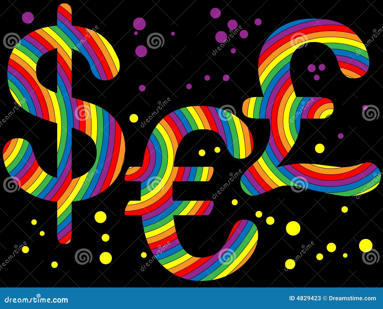 Funky Rainbow Money Signs stock vector. Illustration of funky - 4829423