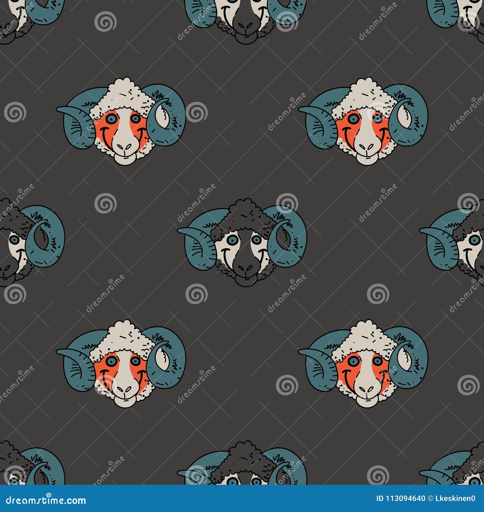 Funky ram seamless pattern stock vector. Illustration of background ...