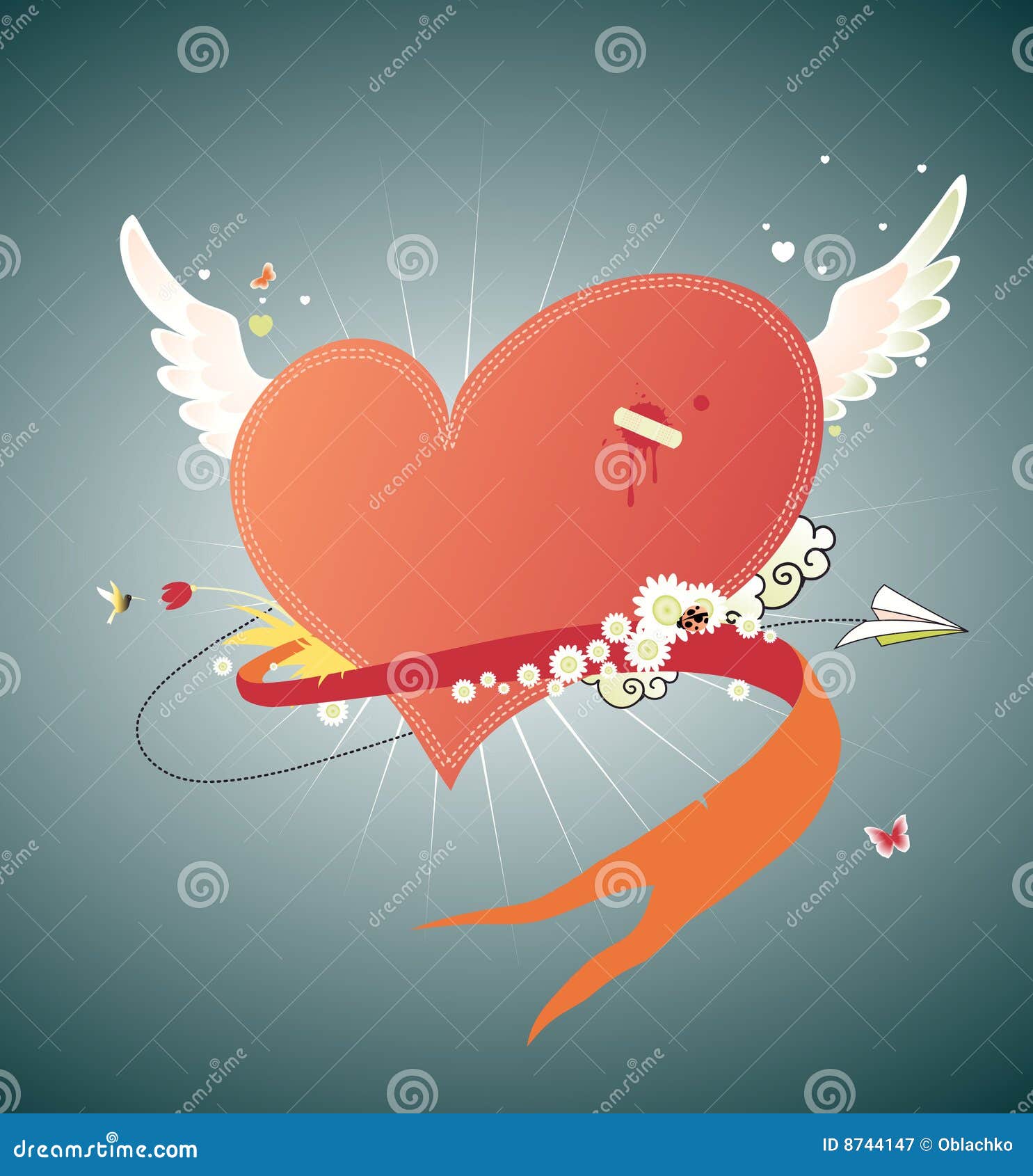 Funky red heart stock vector. Illustration of ladybug - 8744147