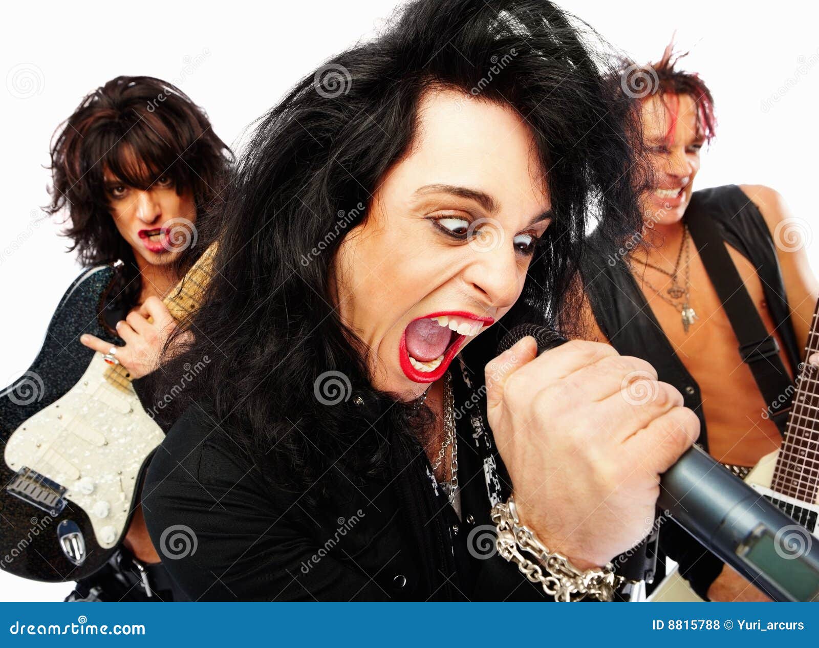 Funky Rockstars Performing Over White Background Stock Photo - Image of ...